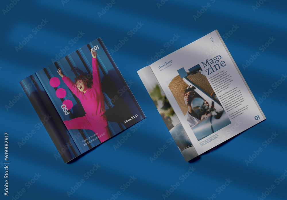 Two Paper Magazine Mockup modèle Stock | Adobe Stock