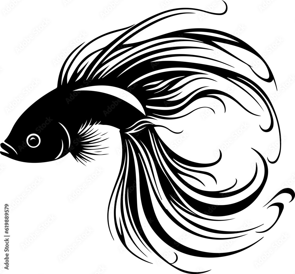 Betta Fish SVG, Fish SVG, Fish Silhouette SVG Stock Vector | Adobe Stock