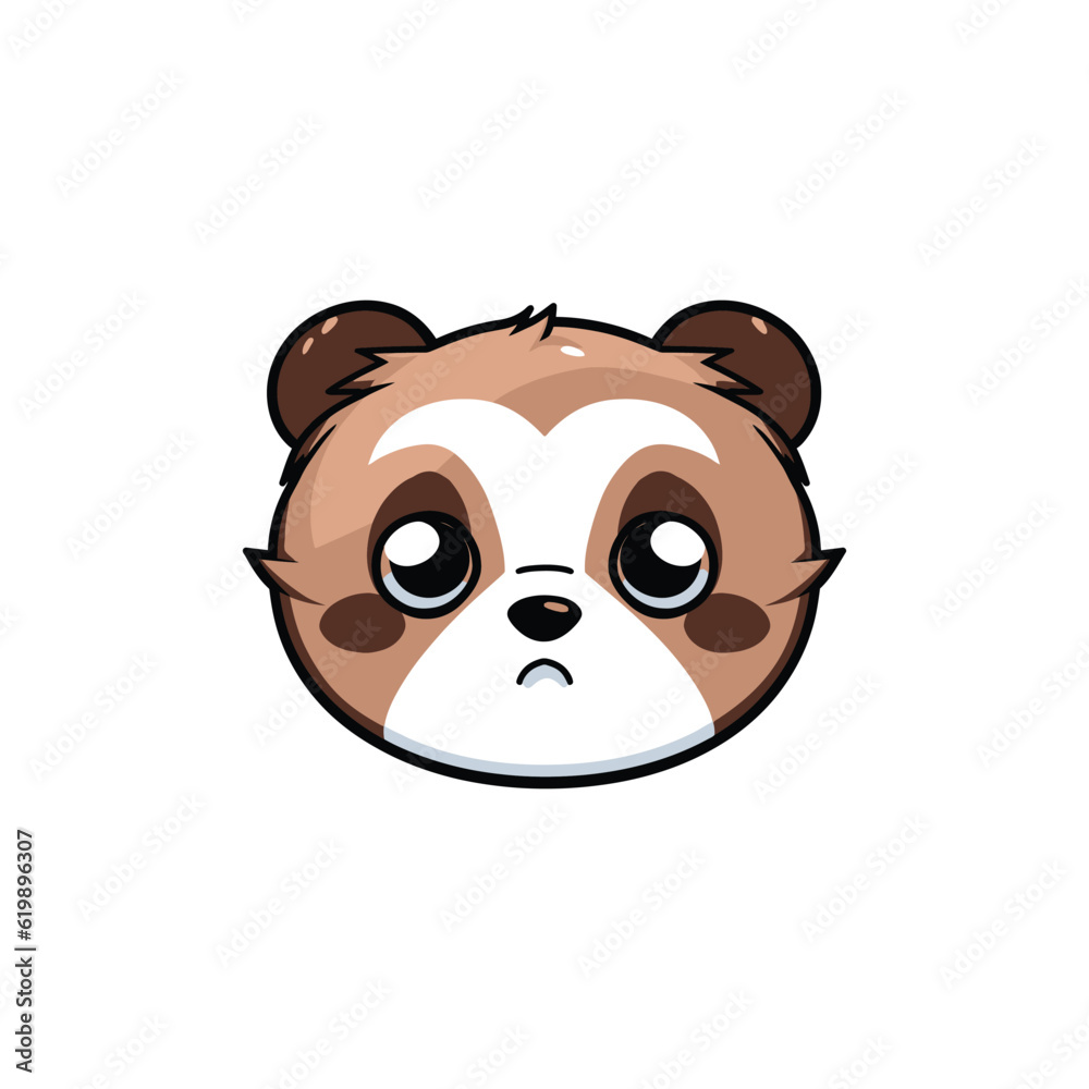 Cute sad Panda face kawaii face vector illustration, vector stock image ...