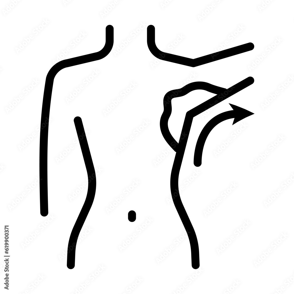 Armpit waxing linear icon. Female underarm hair removal procedure. Depilation with natural hot ...