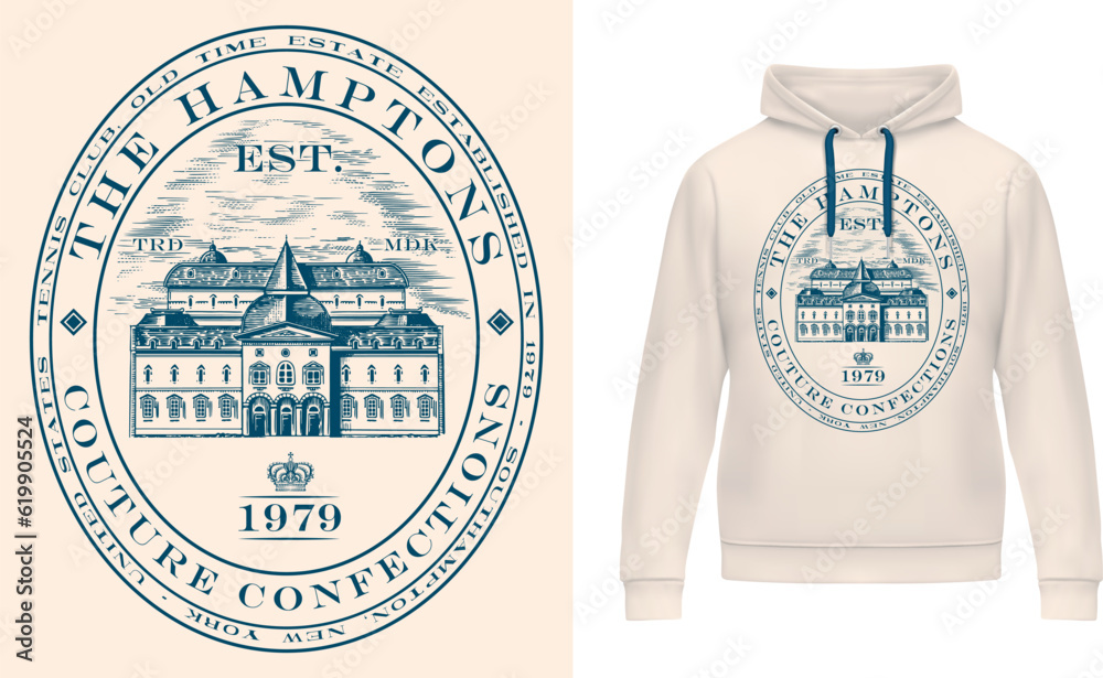 logo Resort graphic, retro tennis with house, seal victorian and ...