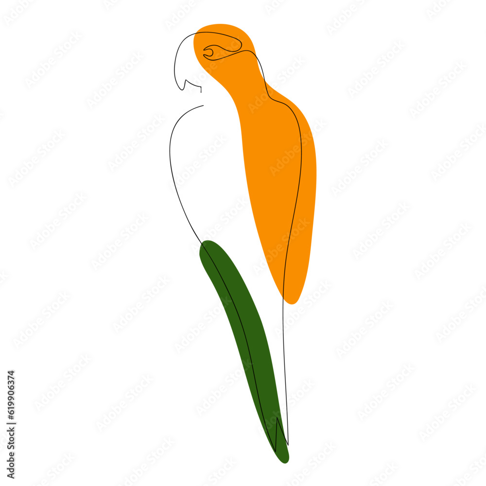 Sun parakeet (Aratinga solstitialis) parrot continuous one line vector ...