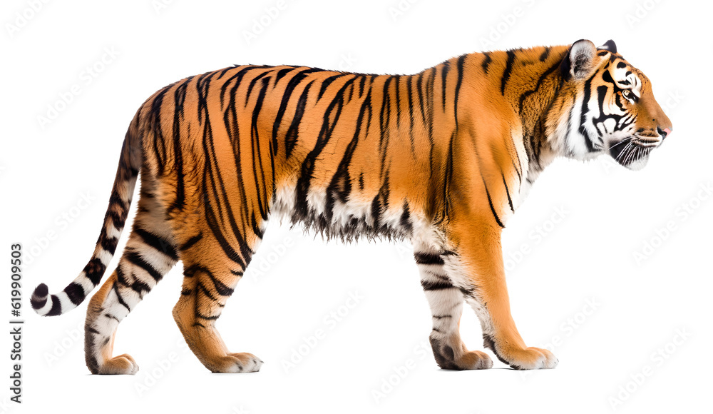 Tiger, side profile view, isolated background. Generative Ai Stock ...