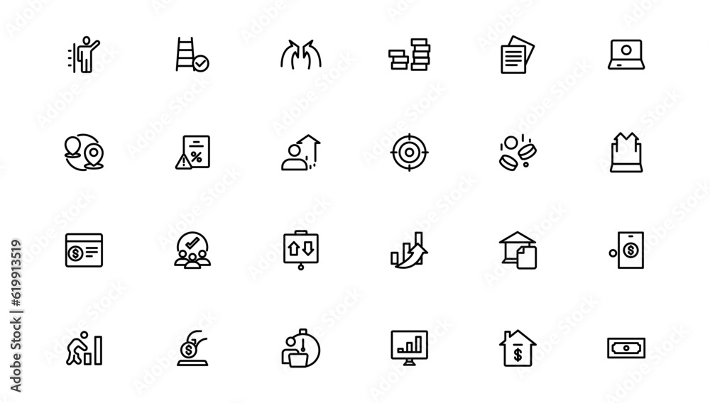 Growth & Success icon set. Successful business development, plan and ...