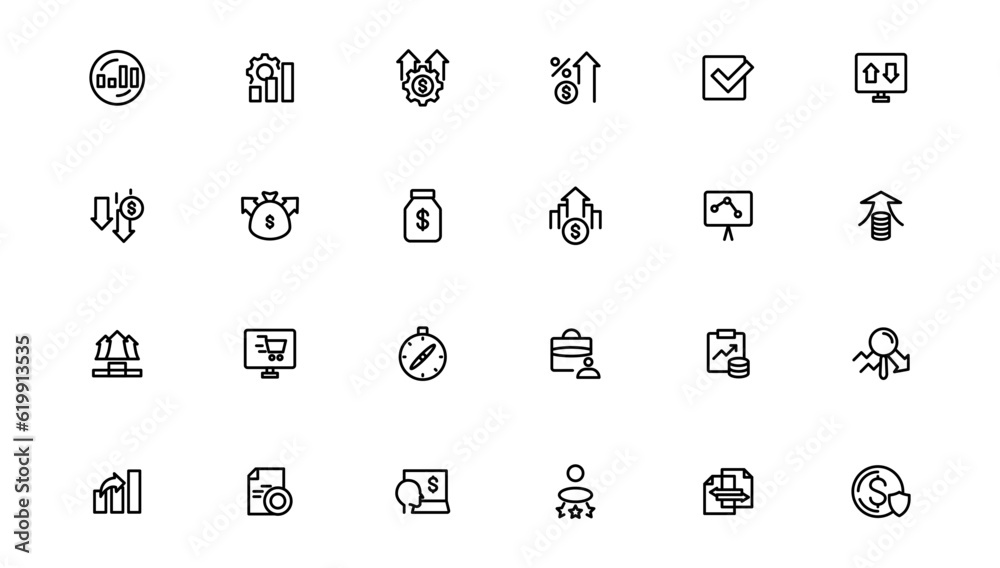 Growth & Success icon set. Successful business development, plan and ...