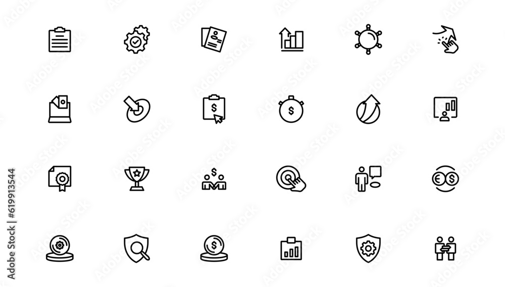 Growth & Success icon set. Successful business development, plan and ...
