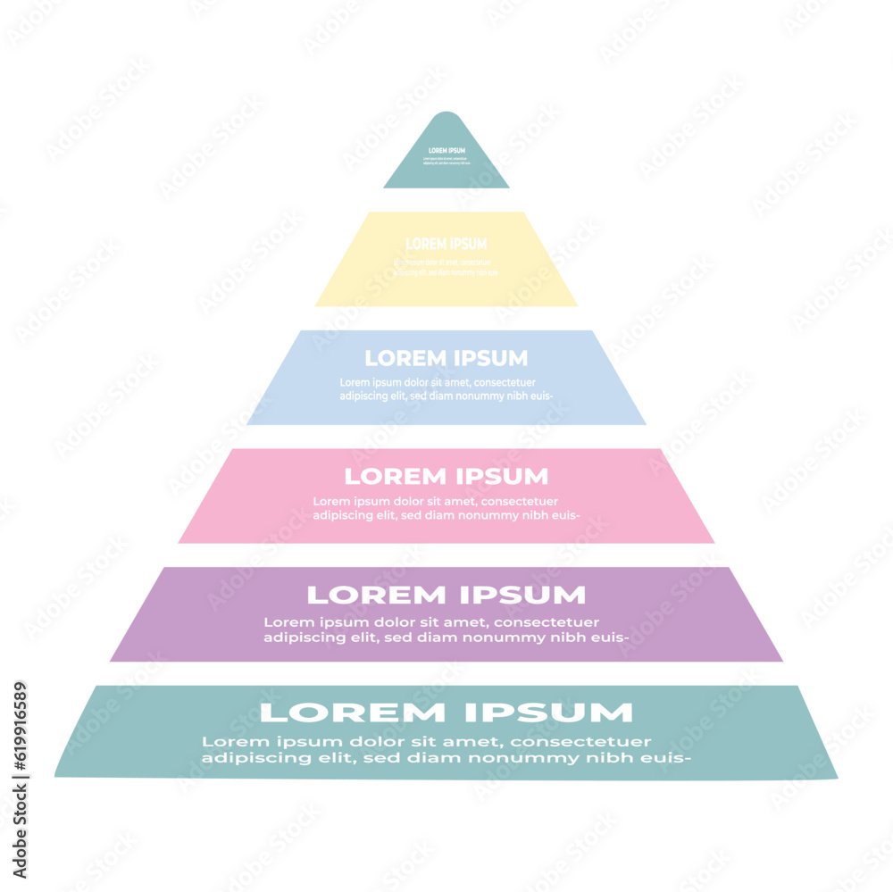 Infographic pyramid template with 6 options, beautiful pastel color ...