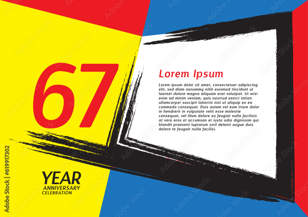 67 year anniversary celebration on modern background for poster, banner ...