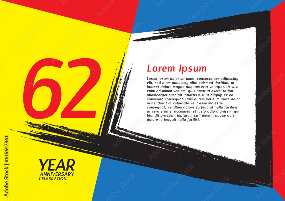 62 year anniversary celebration on modern background for poster, banner ...