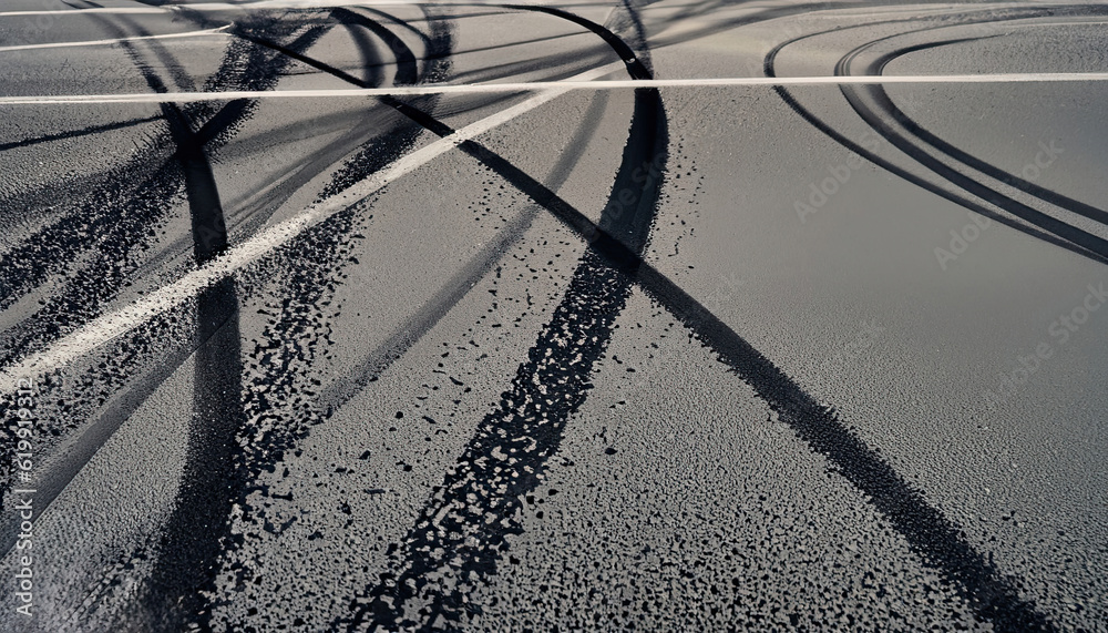 Abstract texture surface and background of car tire drift skid mark on ...
