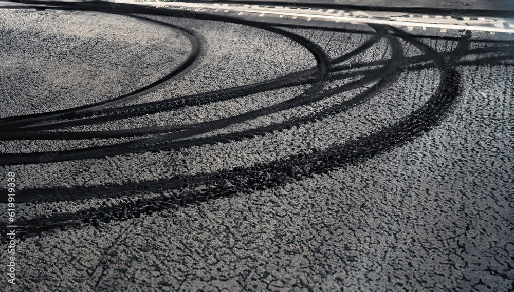 Abstract texture surface and background of car tire drift skid mark on ...