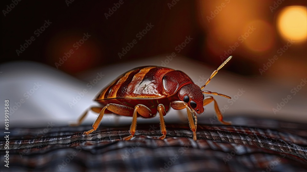 Bedbug_Close_up_of_Cimex_hemipterus_-_bed_bug_on_bed_b. IMAGE AI Stock ...