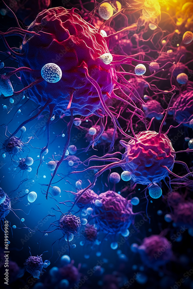 Cellules vues au microscope, recherche scientifique et médicale ...