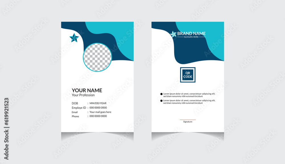 Professional Identity card design in vertical layout Stock Vector ...