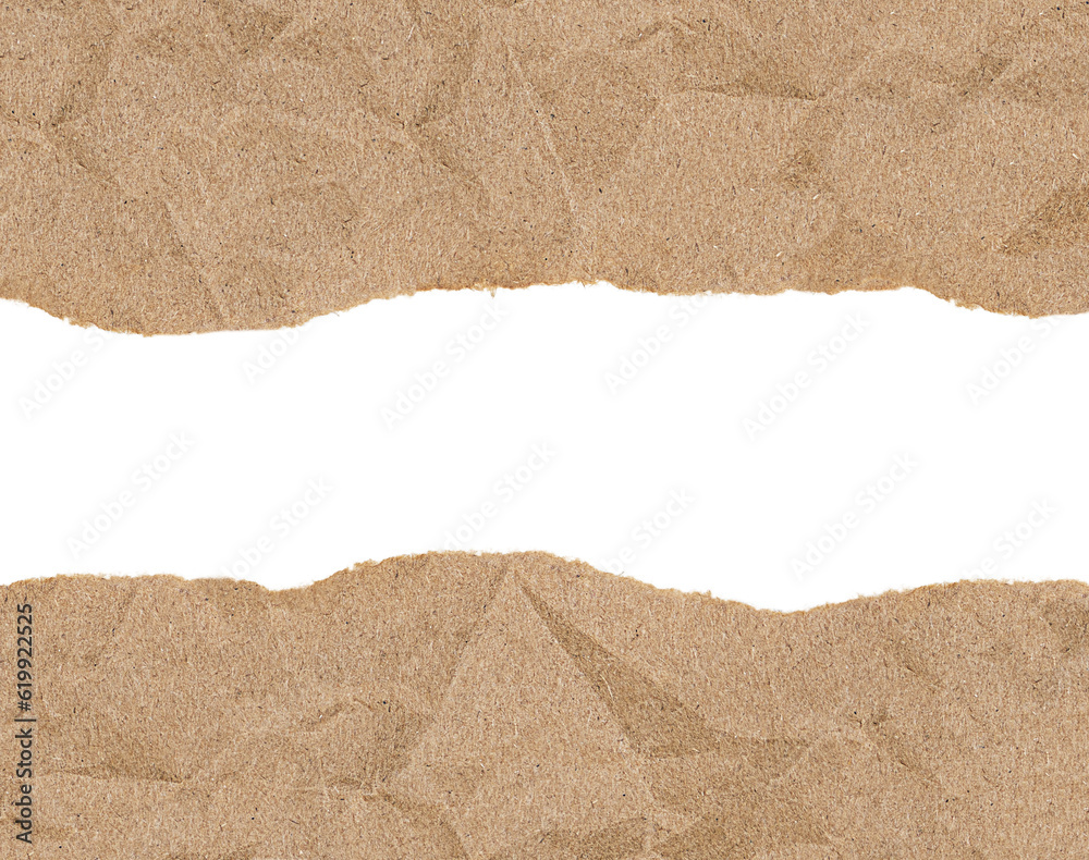 Torn brown paper isolated on transparent background, frame composition ...