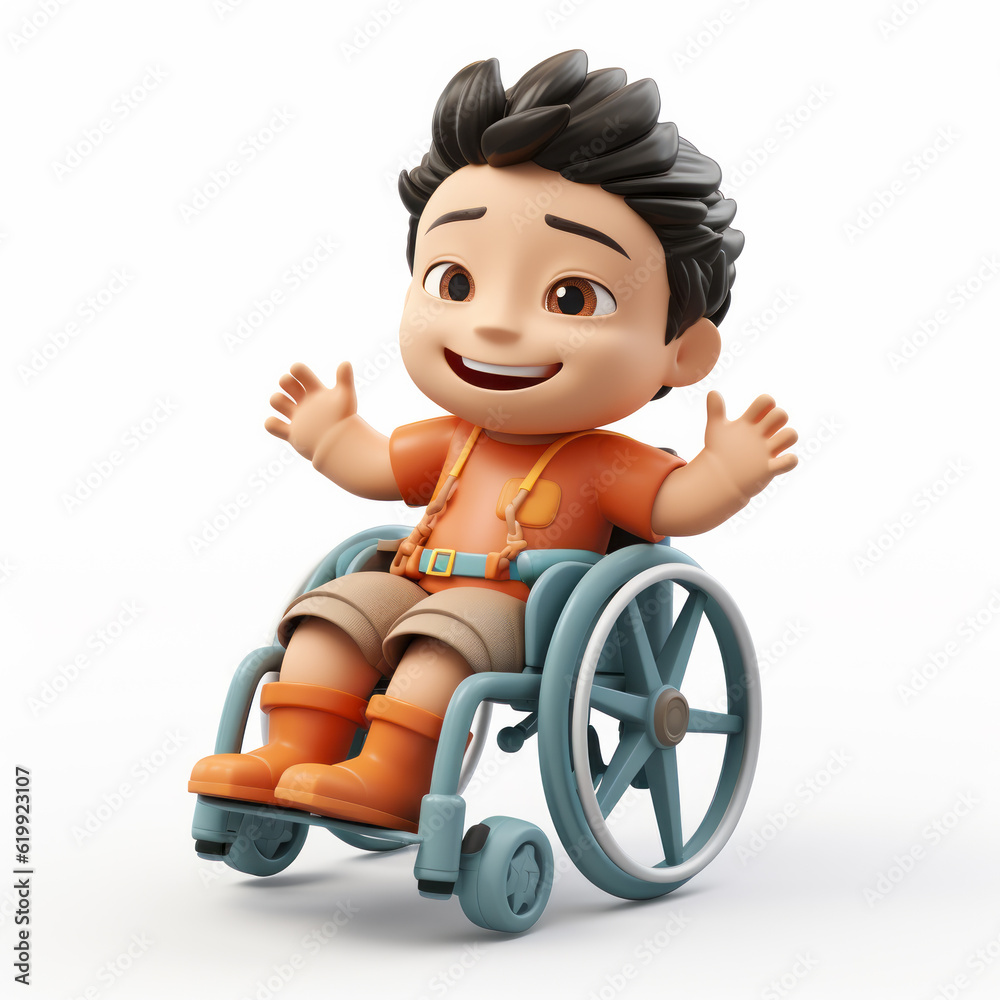 Smiling disabled Asian boy in a wheelchair, exemplifying inclusivity ...
