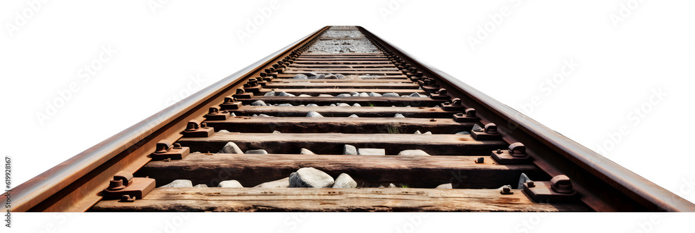 Railway tracks or railroad lines on transparent background isolated on ...