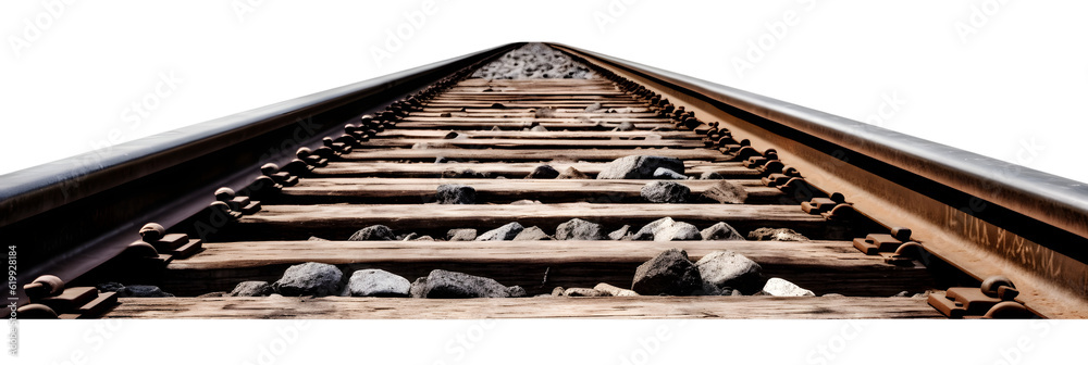Railway tracks or railroad lines on transparent background isolated on ...