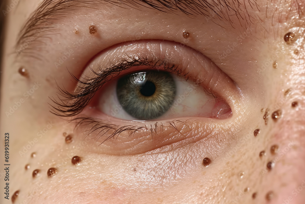 Infectious or viral skin disease, red pimples, blisters, rash and ...