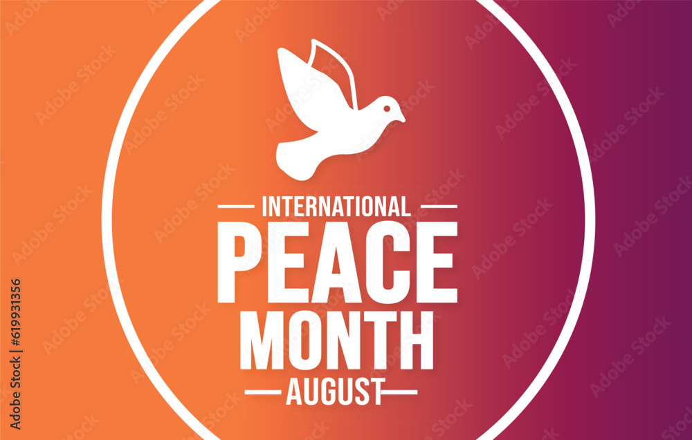 August is International Peace Month background template. Holiday ...