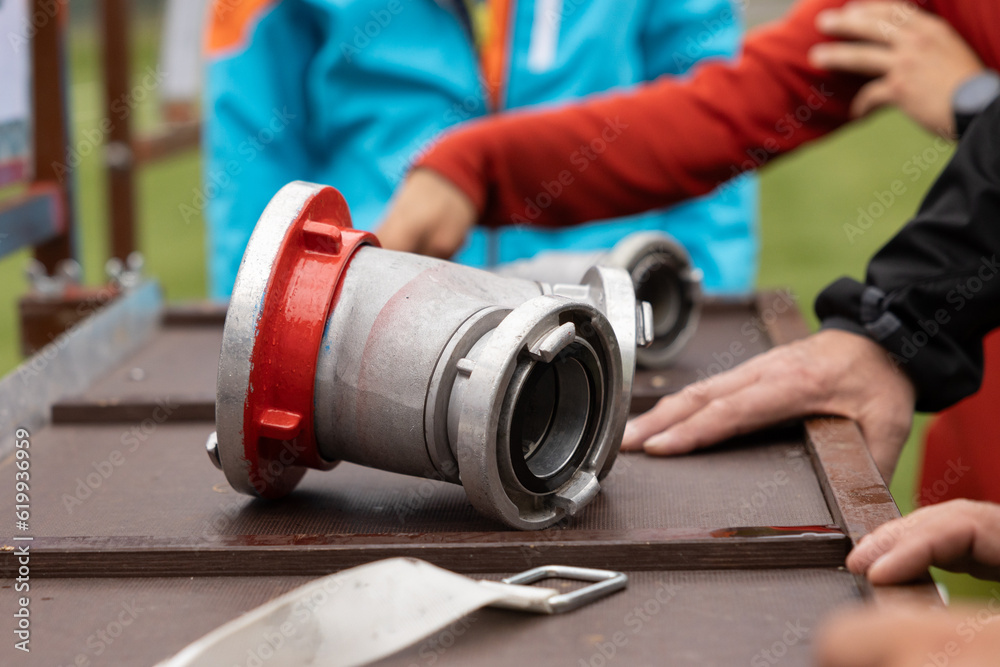 Fire metal pipe for connection with hose when extinguishing fire ...