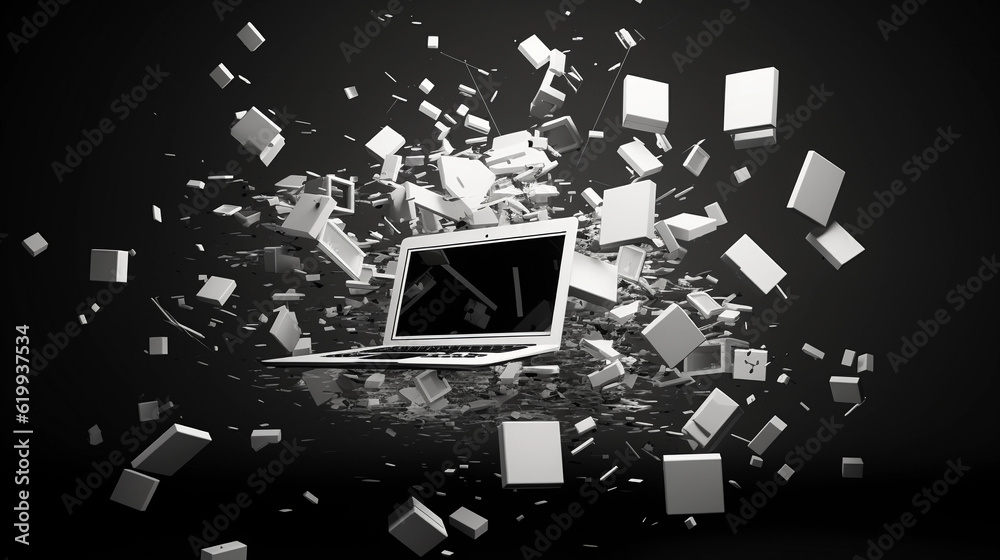 Abstract digital rendering of common desktop icons floating and ...