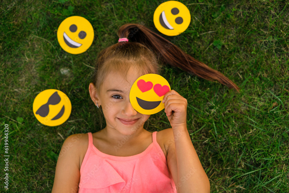 Top view Portrait of cute smiling beautiful girl covering one eye with ...