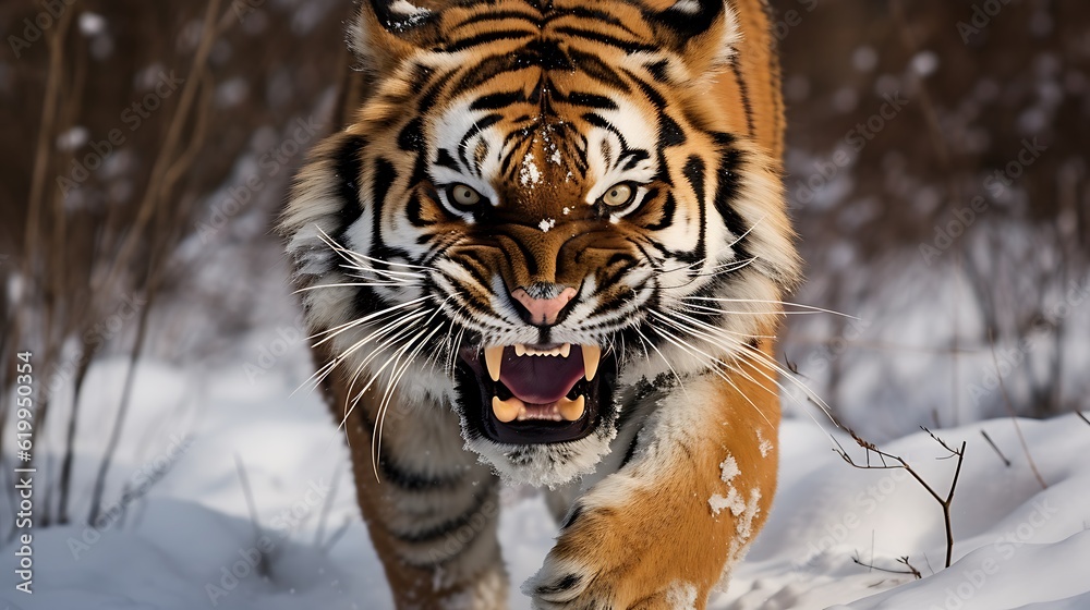 A Siberian Tiger Growling Stock Illustration | Adobe Stock