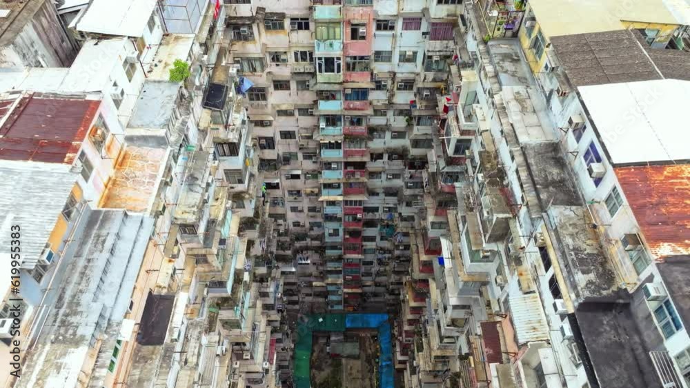 Yick Cheong and Yick Fat old apartment house exterior architecture in ...