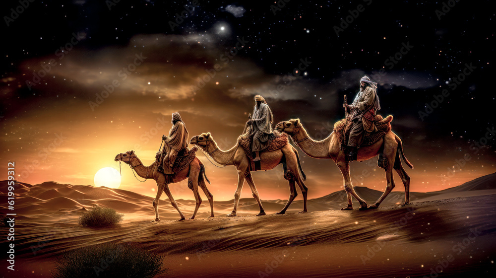 Epiphany Bethlehem Three Wise Men on their Way to Bethlehem Mary and ...