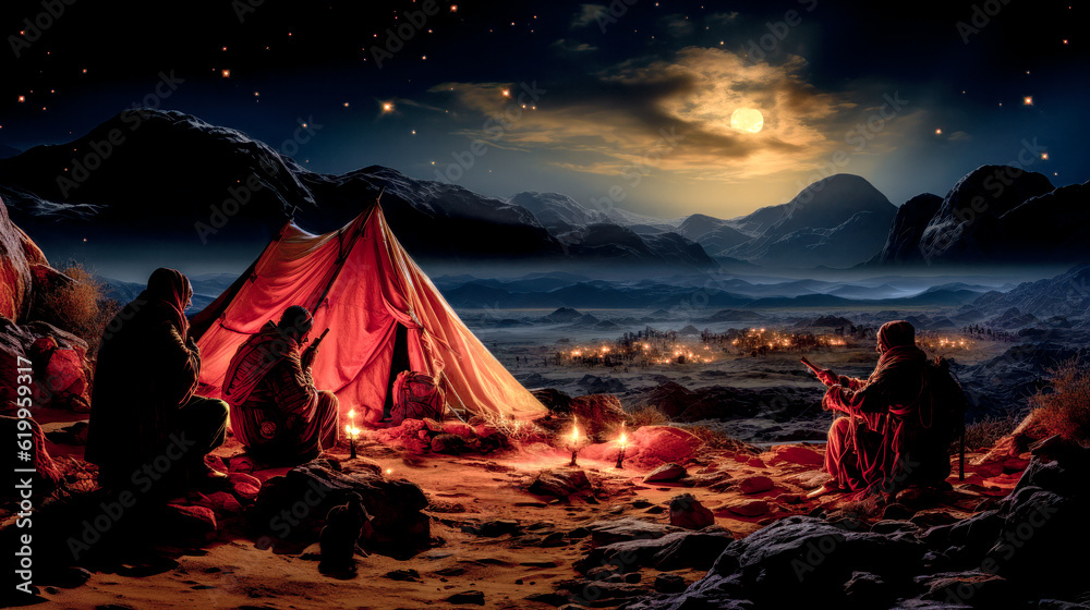 Plakat Epiphany Bethlehem Three Wise Men on their Way to Bethlehem Mary ...