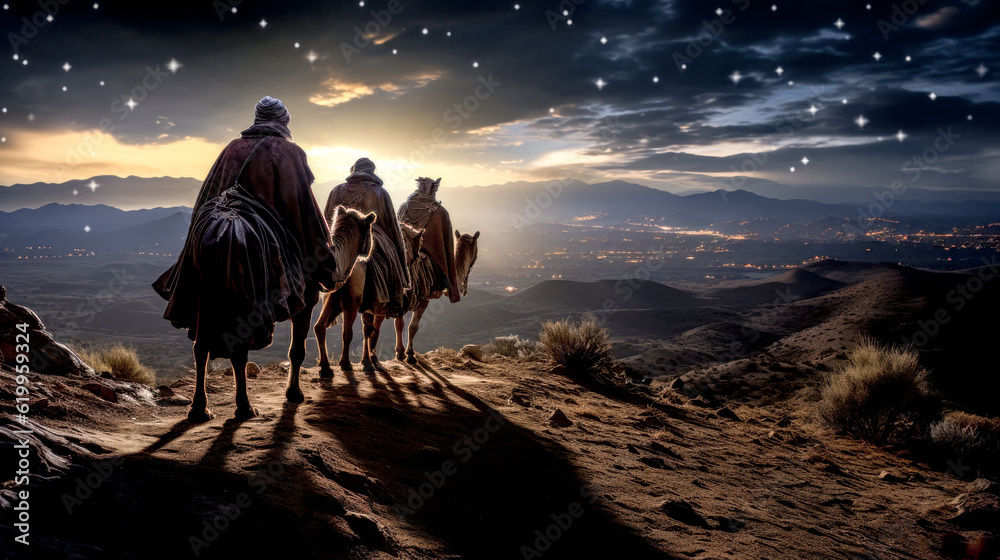Epiphany Bethlehem Three Wise Men on their Way to Bethlehem Mary and ...