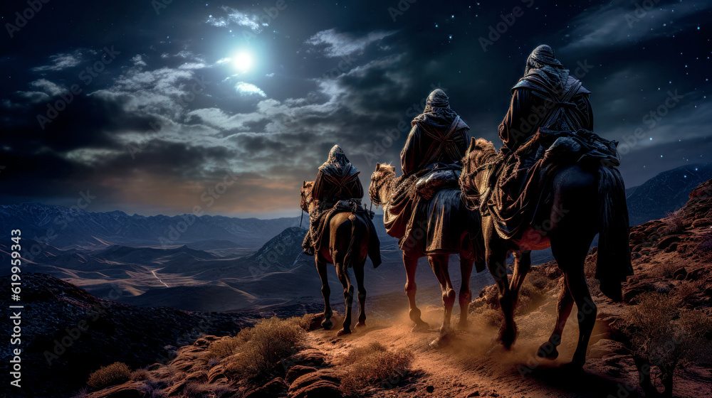 Epiphany Bethlehem Three Wise Men on their Way to Bethlehem Mary and ...