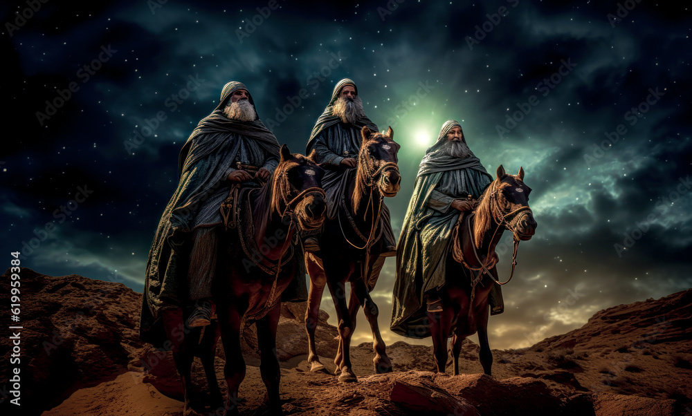 Epiphany Bethlehem Three Wise Men on their Way to Bethlehem Mary and ...