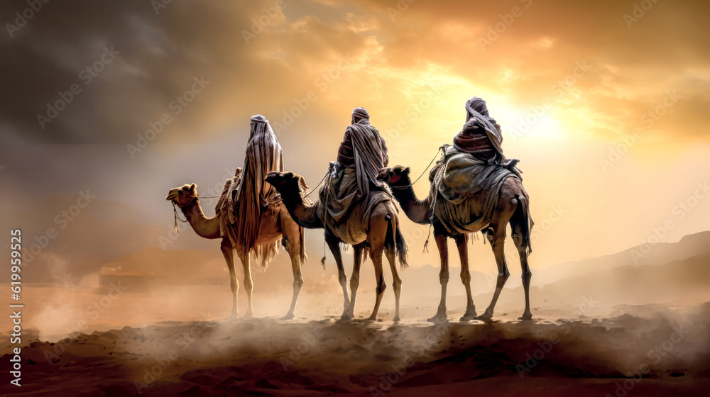 Epiphany Bethlehem Three Wise Men on their Way to Bethlehem Mary and ...