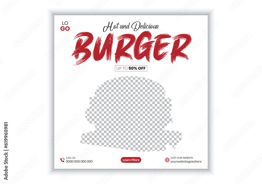 burger social media post design Stock Vector | Adobe Stock