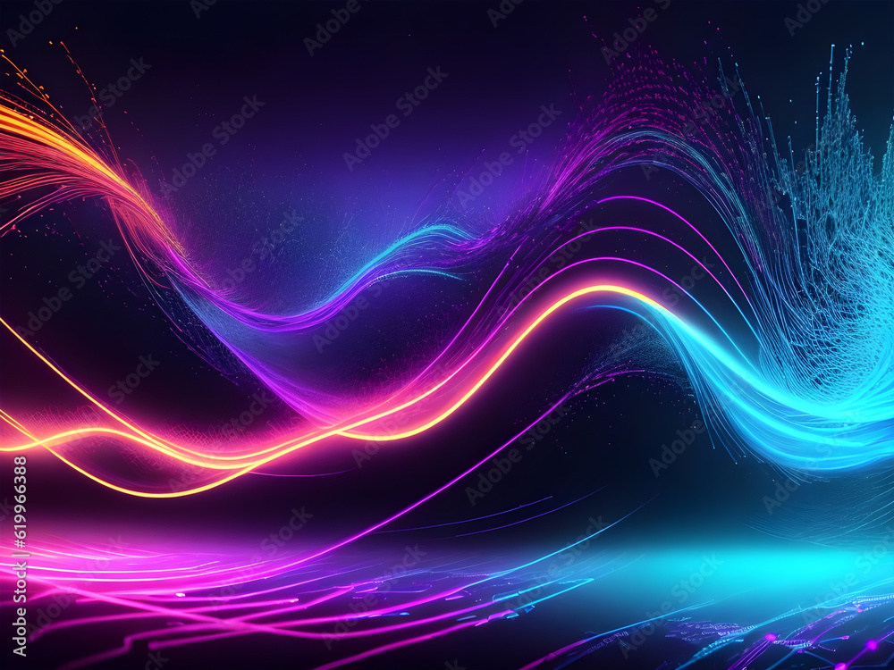 ภาพประกอบสต็อก DATA WAVE, data flow lines, technology, data flow, cyber ...