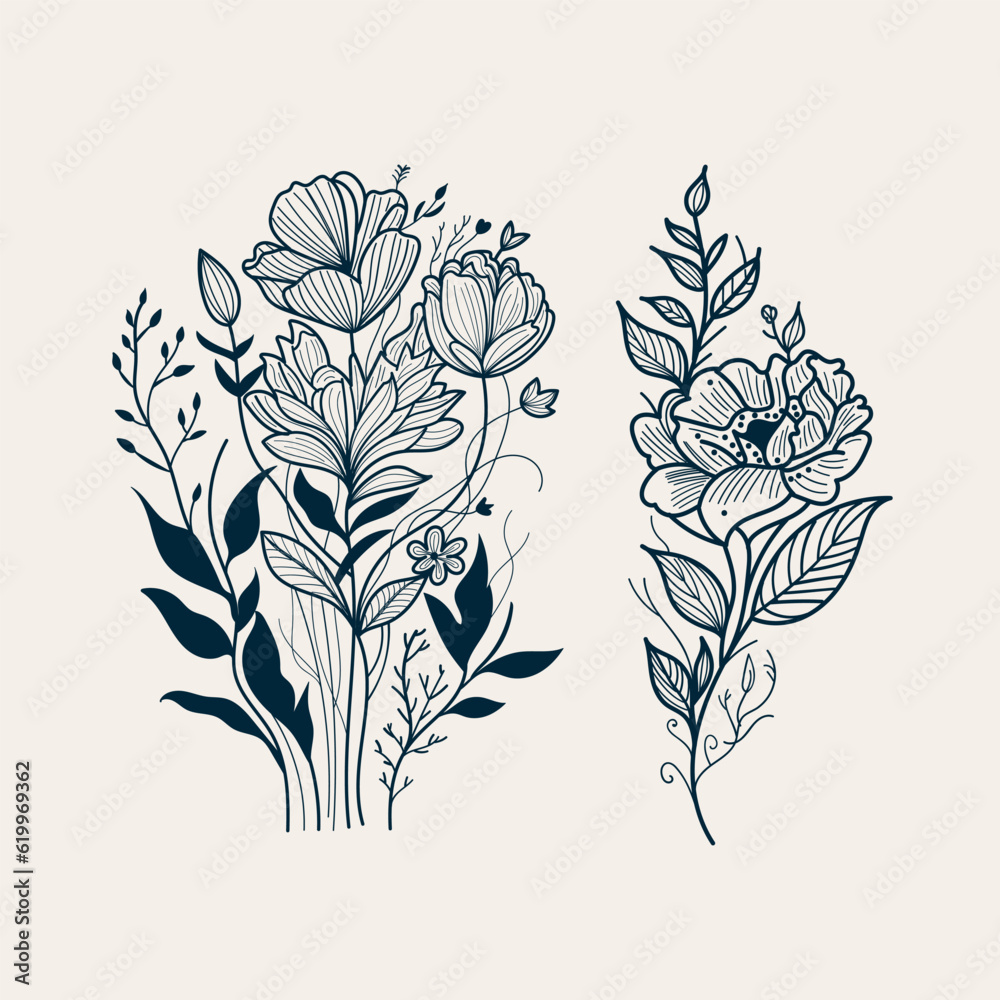 Bouquet Of Wildflowers Drawing