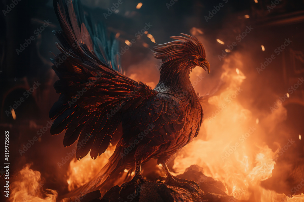The phoenix bird rises from the ashes, a symbol of hope and renewal ...