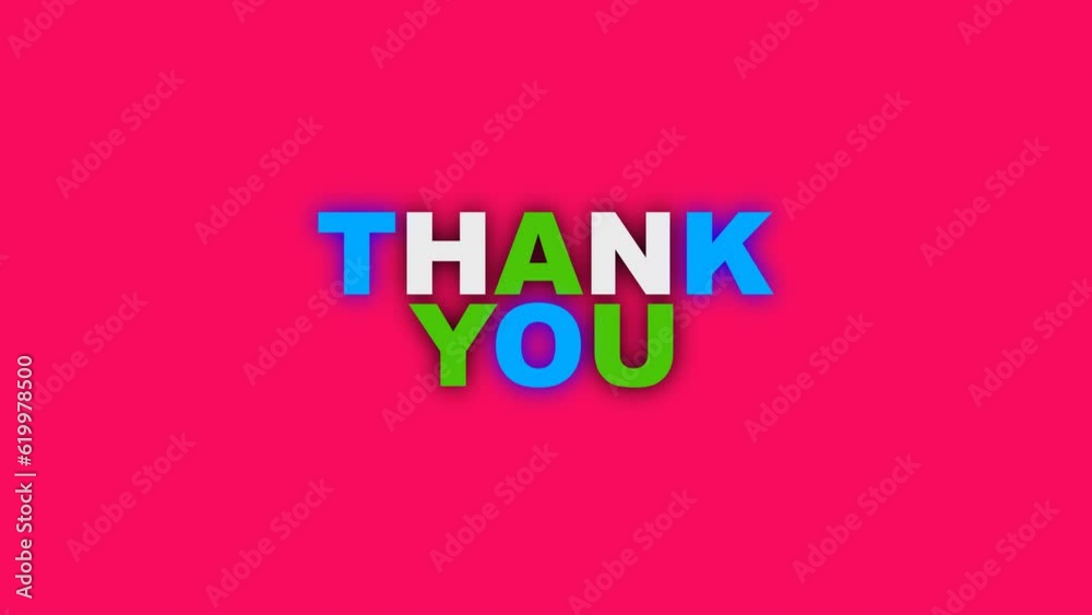 Thank you text Animation on pink screen. Thank you lettering for wishes ...