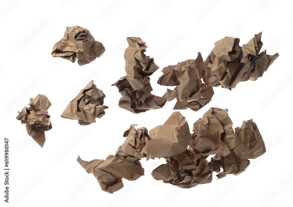 Brown Crumpled paper ball is symbol of frustration discarded ideas ...