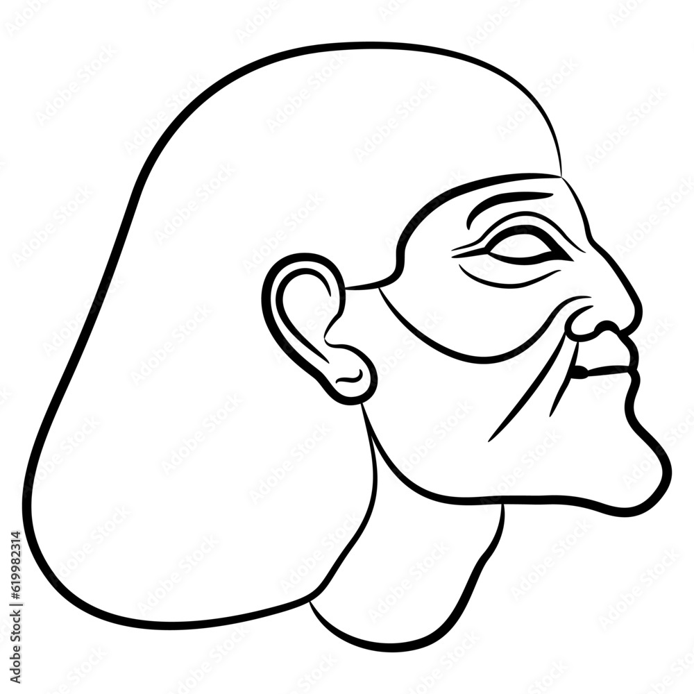 Head of an Asian man. Portrait of a bearded Semite. Ancient Egyptian ...