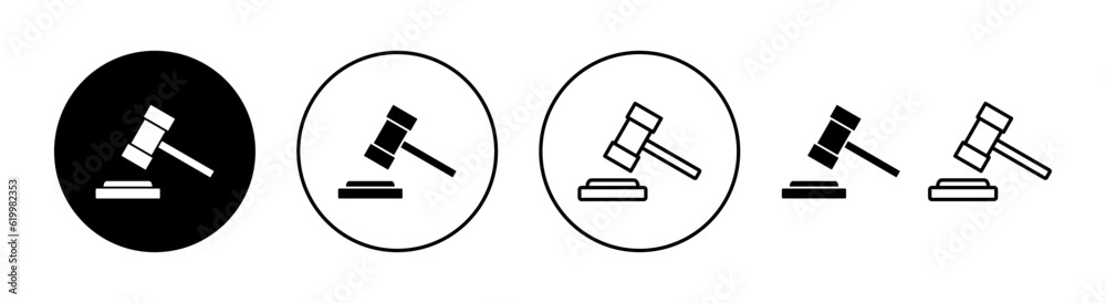 Gavel icon set for web and mobile app. judge gavel sign and symbol. law ...