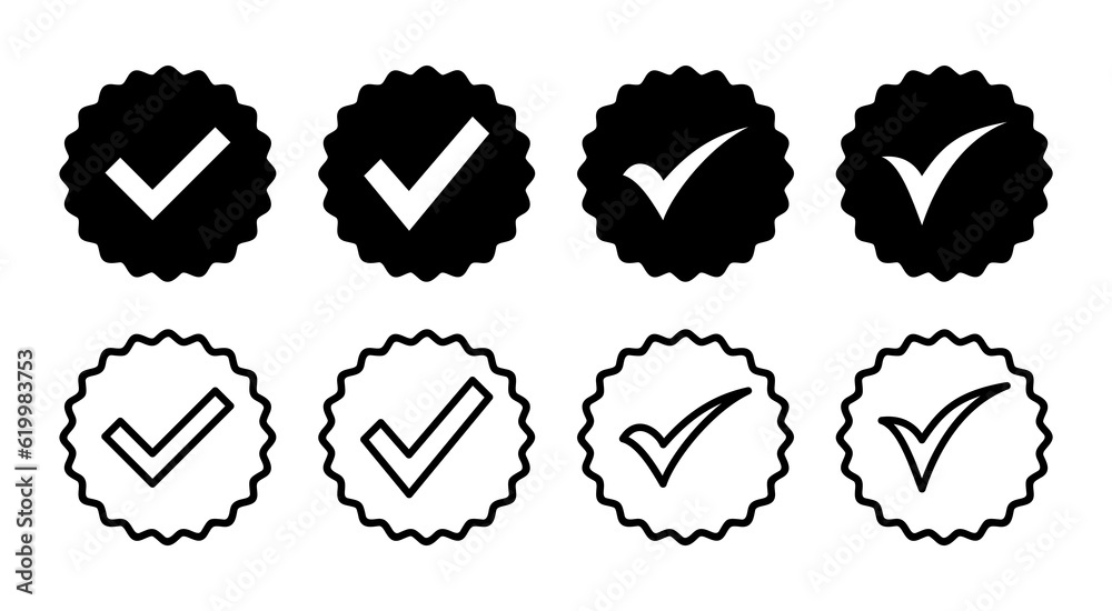 Approved icon set illustration. Certified Medal Icon. check mark Stock ...