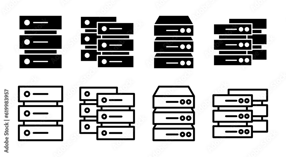 Database Icon Set Illustration Database Sign And Symbol Stock Vector