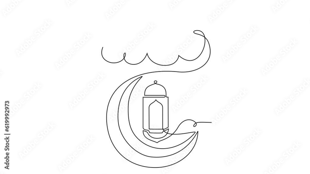 Animated self drawing of single continuous line draw for Islamic New ...