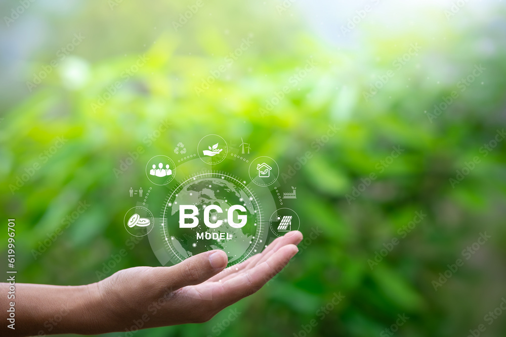 Bcg Icon On Hand Concept For Sustainable Economic Development Bio