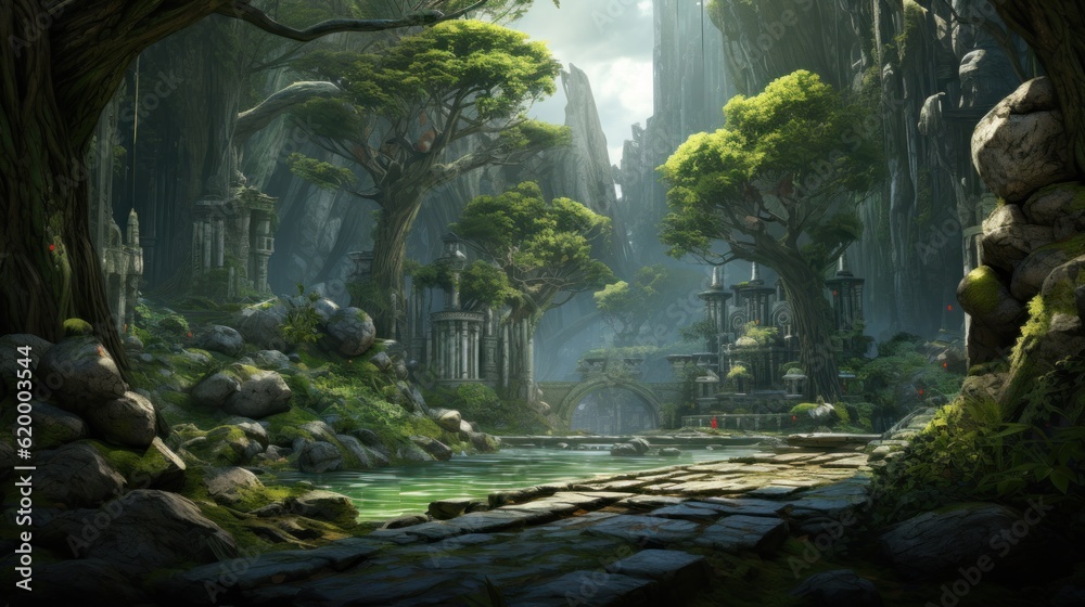 MMORPG Game Art Environment Stock Illustration | Adobe Stock