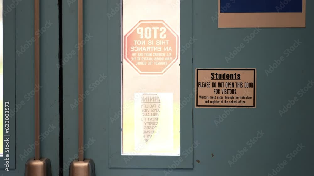Sign posted at entrance for students security and safety at school ...