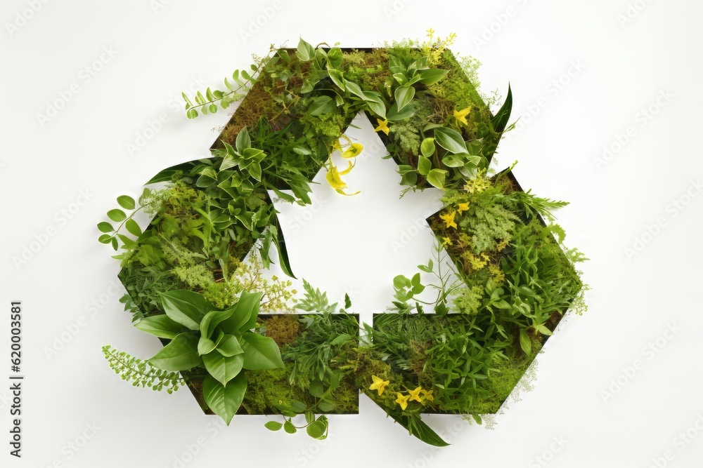recycle symbol on white background | recycling symbol made of plants ...
